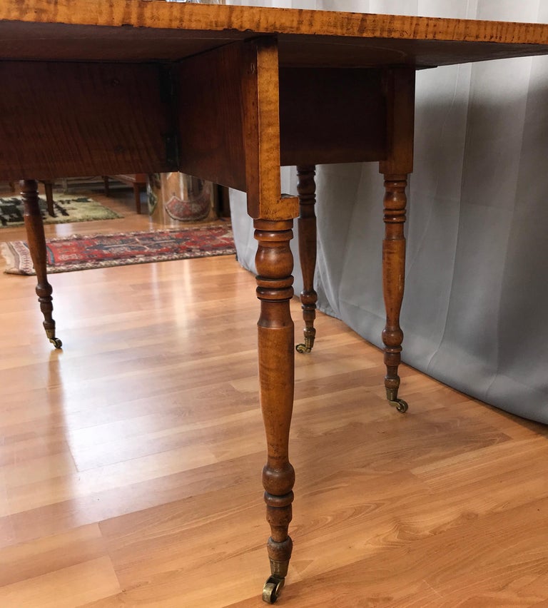 19th Century American Federal Curly Maple Table at 1stDibs