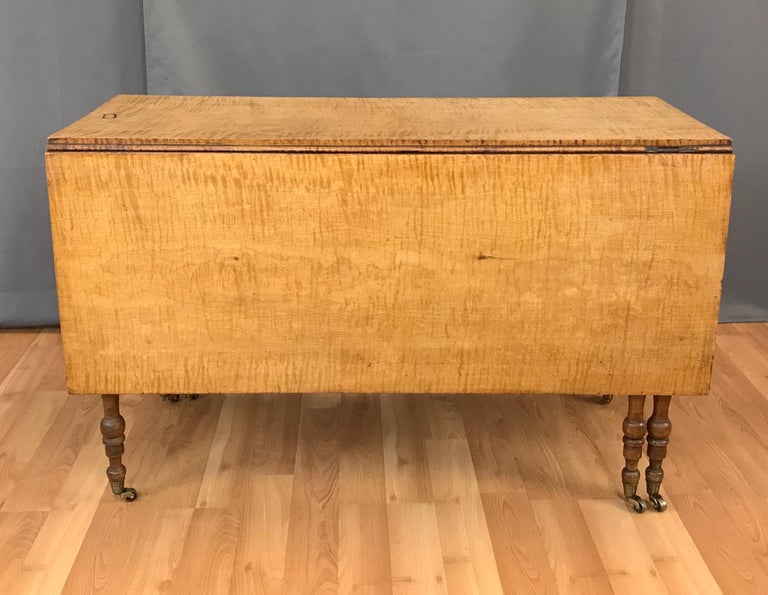 19th Century American Federal Curly Maple Table at 1stDibs