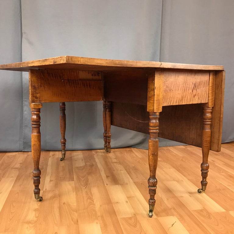 19th Century American Federal Curly Maple Table at 1stDibs