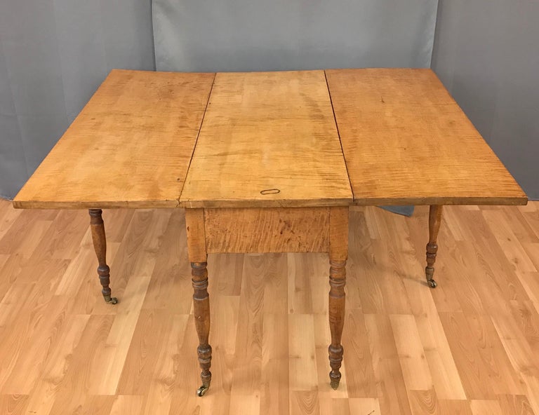 19th Century American Federal Curly Maple Table at 1stDibs