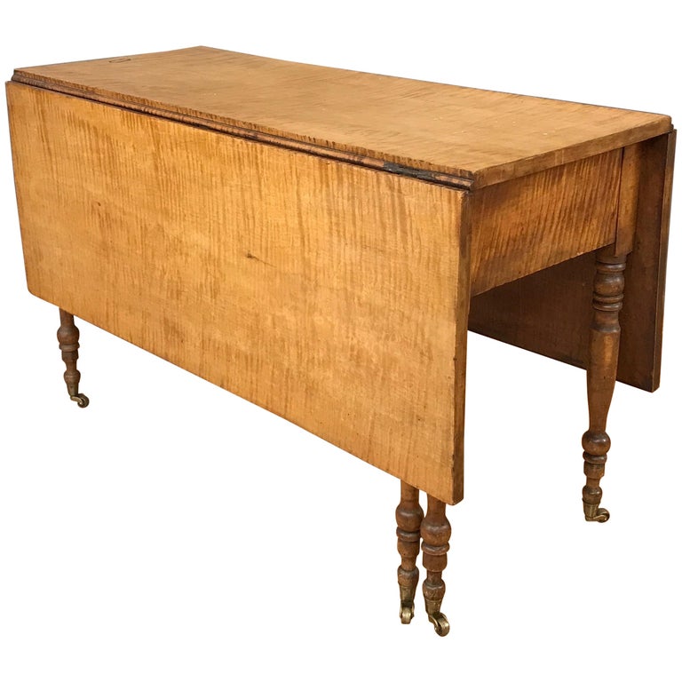 19th Century American Federal Curly Maple Table at 1stDibs