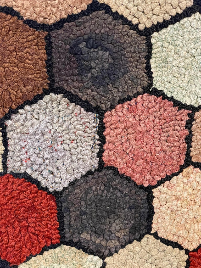 19th Century American Geometric Pattern Mounted Hooked Rug For Sale at ...