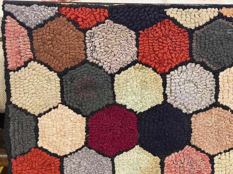 19th Century American Geometric Pattern Mounted Hooked Rug For Sale at ...