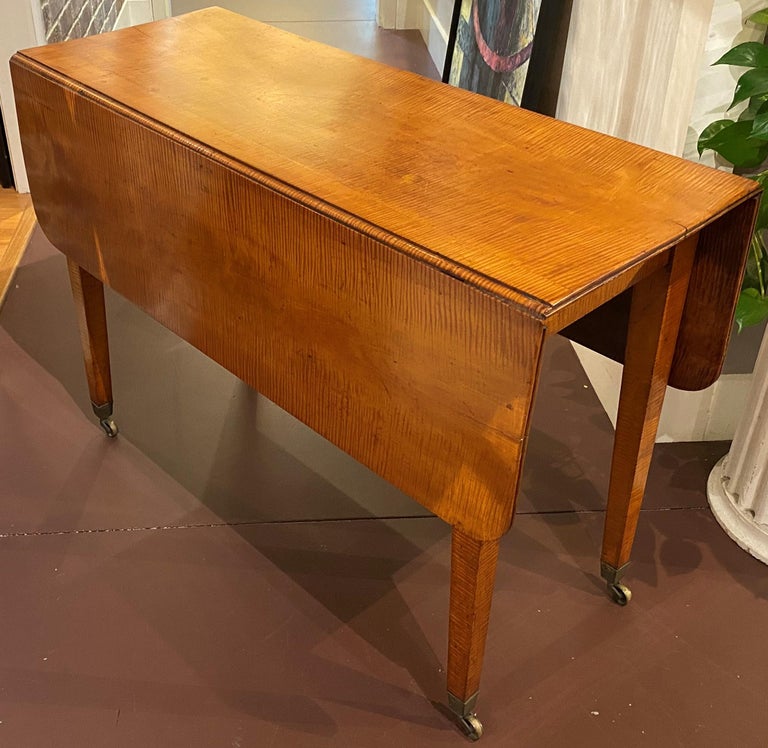 19th Century American Hepplewhite Tiger Maple Drop Leaf Table For Sale ...