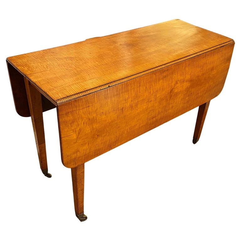 19th Century American Hepplewhite Tiger Maple Drop Leaf Table For Sale ...