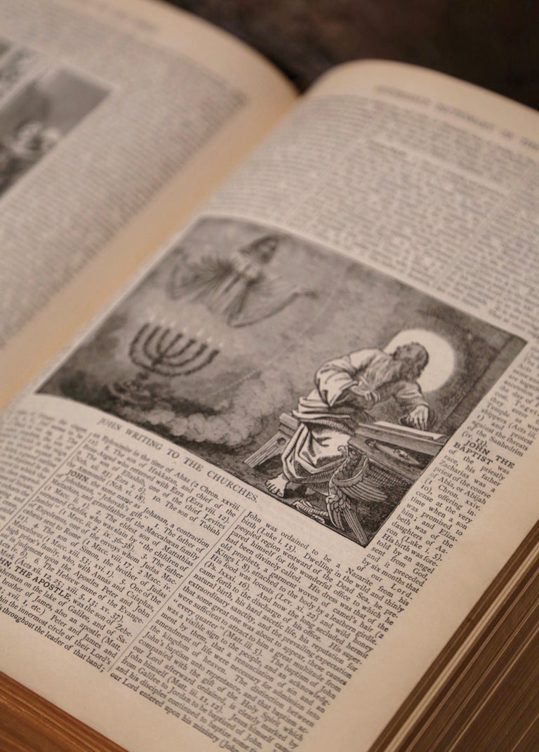 19th Century American Leather Bound and Steel Locks Family Holy Bible ...