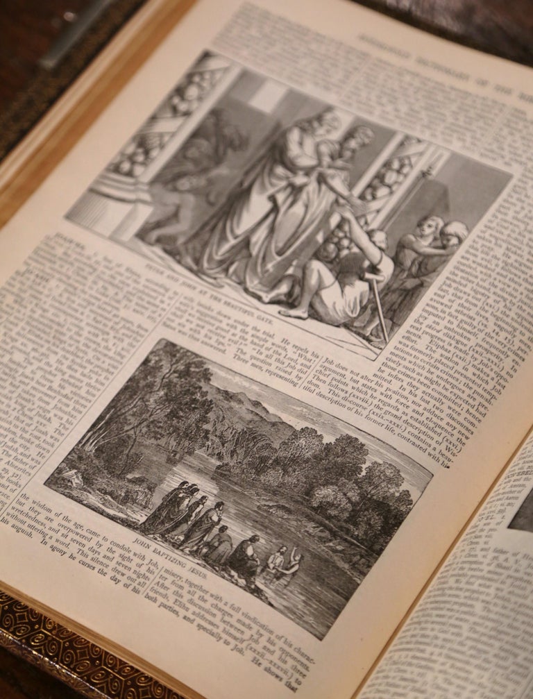 19th Century American Leather Bound and Steel Locks Family Holy Bible ...