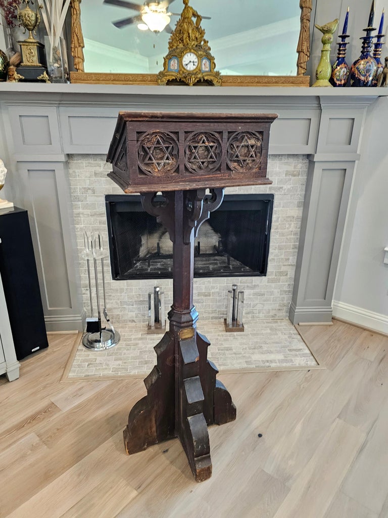 19th Century American Neo-Gothic Oak Church Altar Temple Lectern Book ...