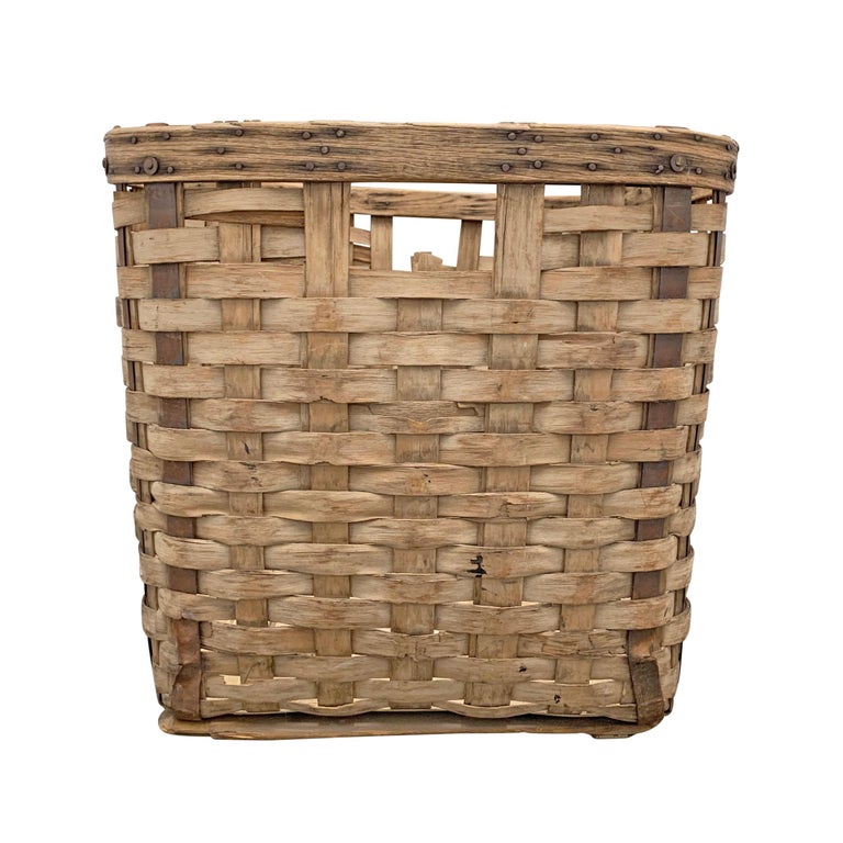 19th Century American Oak Splint Basket at 1stDibs