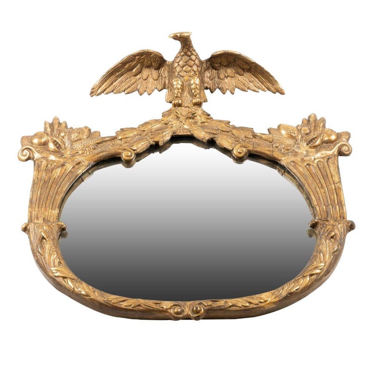 19th Century American Oval Gilt Gesso Mirror Frame with Eagle Crest For ...