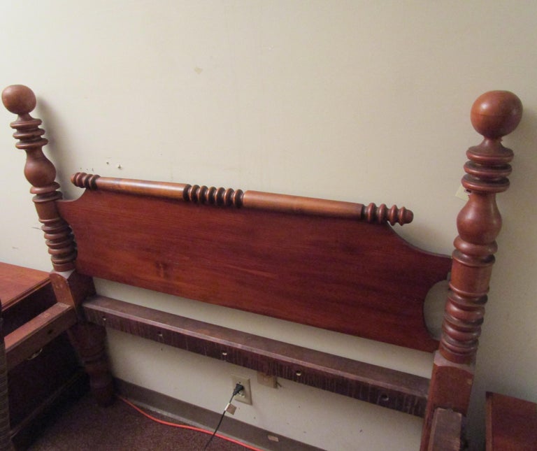 19th Century American Primitive Maple Bed with Turned Posts For Sale at ...