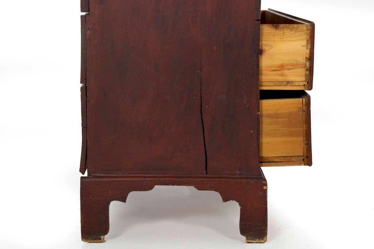 19th Century American Red Painted Mule Blanket Chest of Drawers at 1stdibs