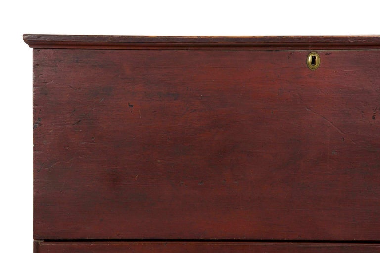 19th Century American Red Painted Mule Blanket Chest of Drawers at 1stdibs