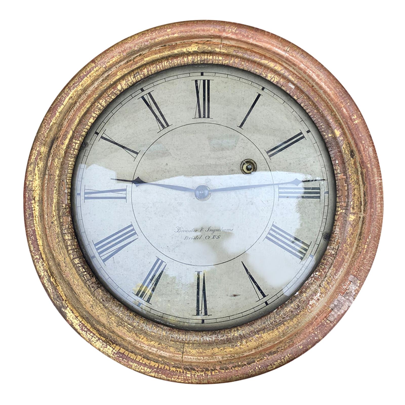 19th Century American Round Wall Clock by Brewster and Ingraham, circa ...