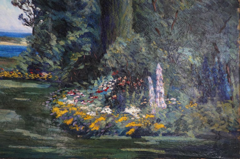 Large Scale 19th Century American Impressionism Garden and Lighthouse ...