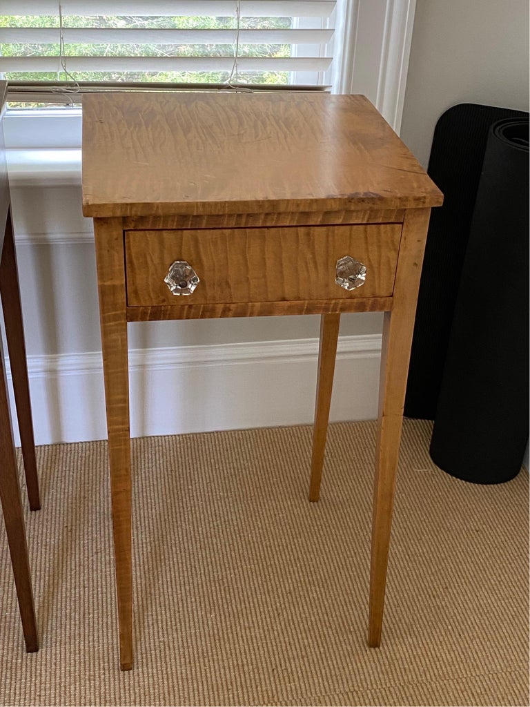 19th Century American Sheraton Tiger Maple Single Drawer Stand with ...