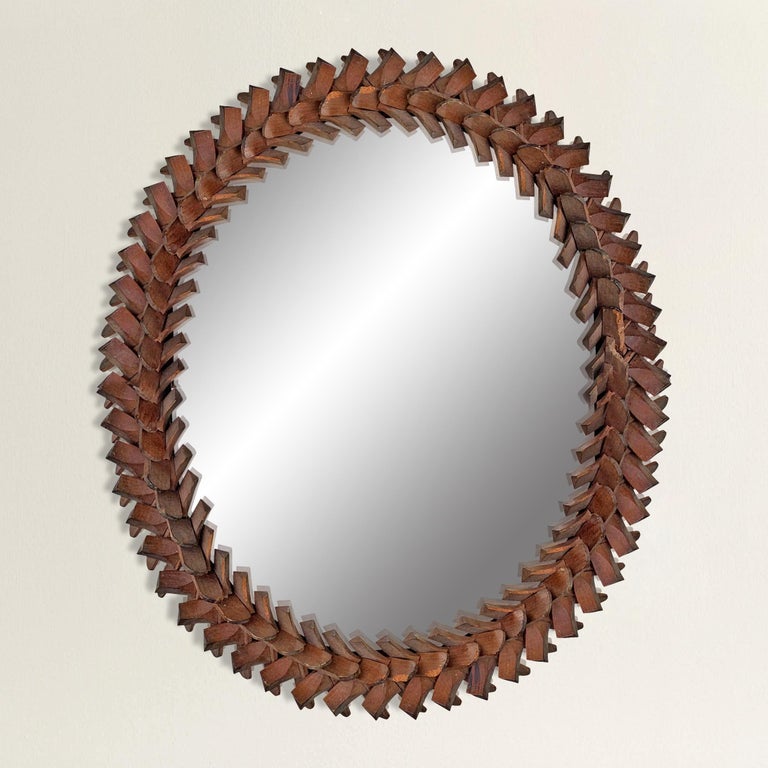 19th Century American Tramp Art Oval Framed Mirror at 1stDibs ...