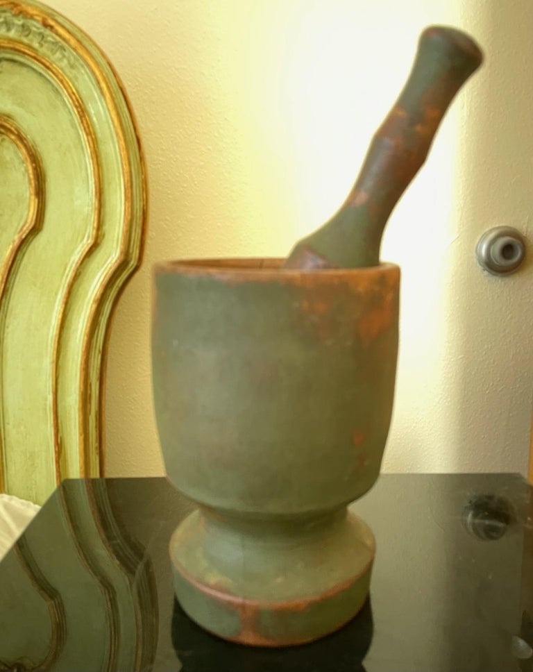 19th Century American Wooden Mortar and Pestle, Original Paint For Sale ...