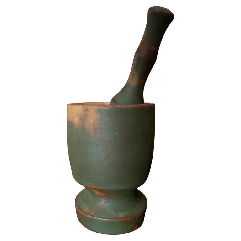 19th Century American Wooden Mortar and Pestle, Original Paint For Sale ...