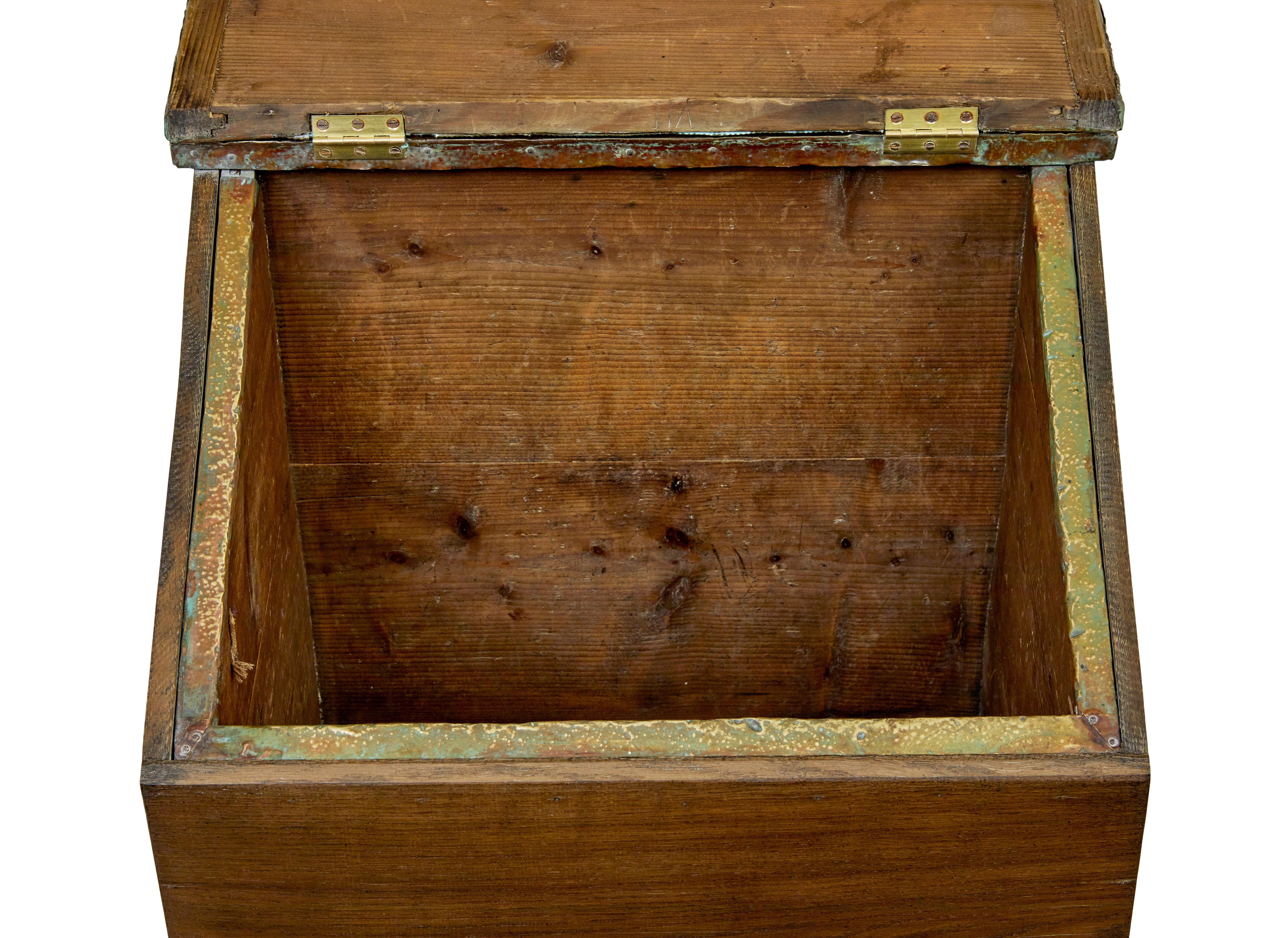 19th century and later oak and brass storage box For Sale at 1stDibs