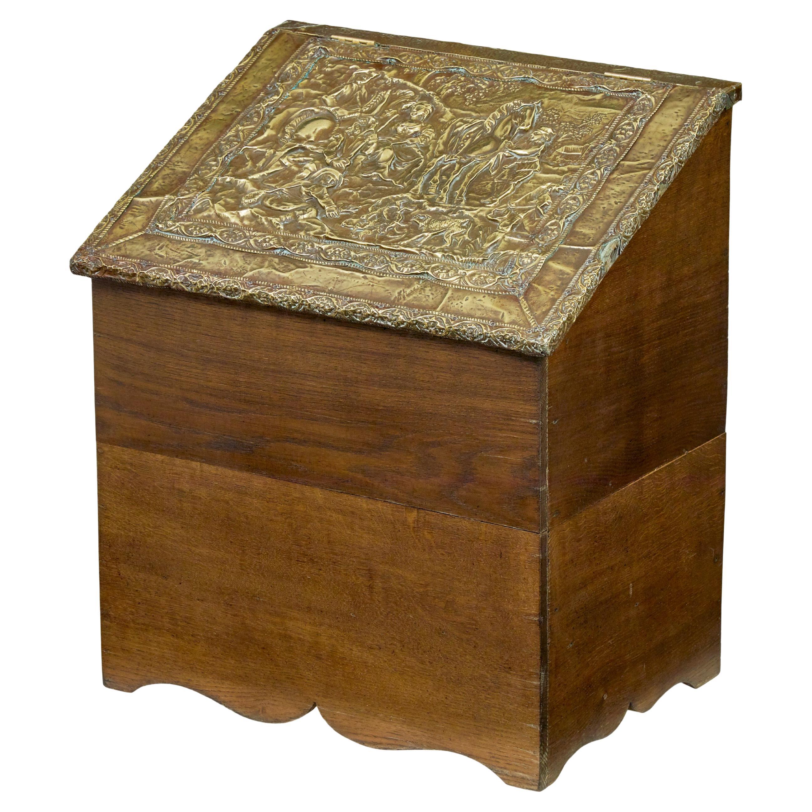 19th century and later oak and brass storage box For Sale at 1stDibs