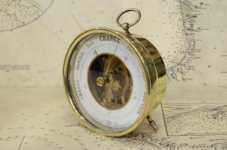 19th Century Aneroid or Holosteric Brass Barometer Antique Forecast ...