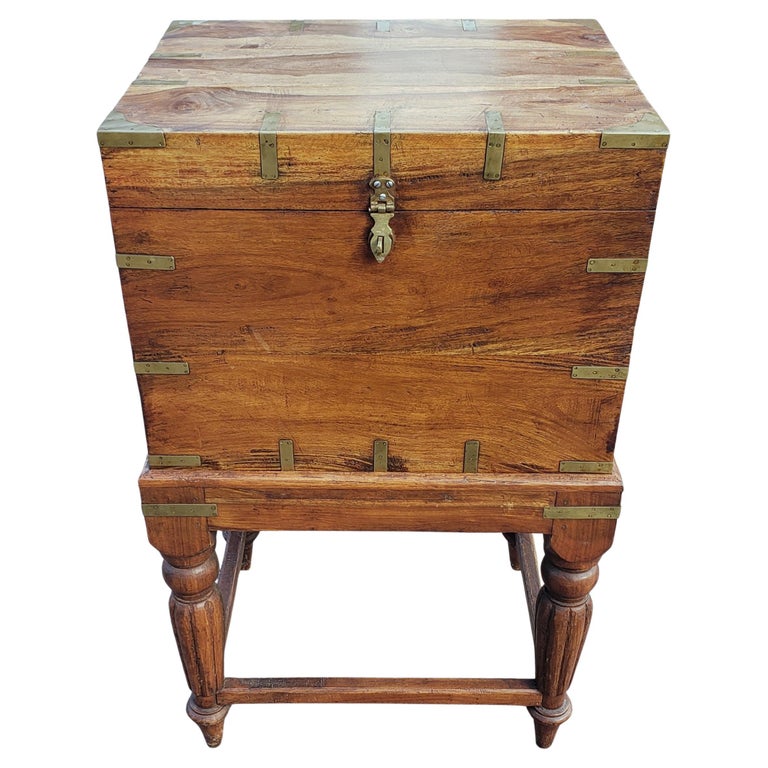 19th Century Anglo-Indian Brass Mount Campaign Style Cellarette on ...