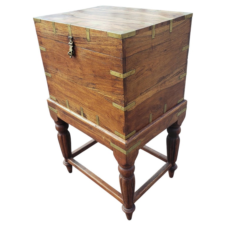 19th Century Anglo-Indian Brass Mount Campaign Style Cellarette on ...