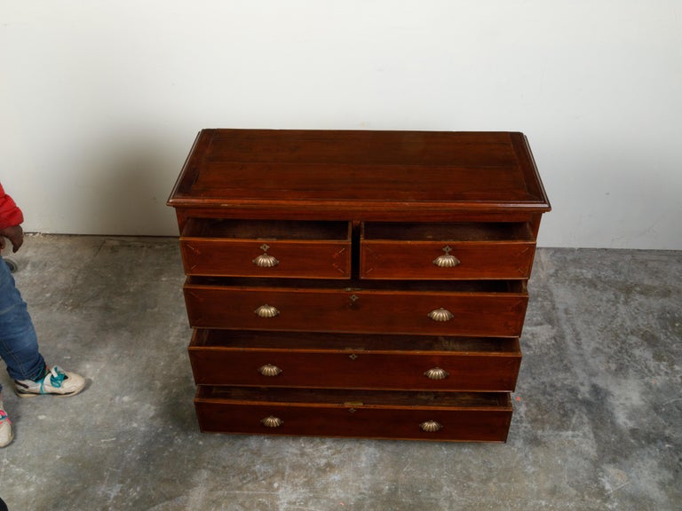 19th Century Anglo-Indian Commode with Five Drawers and Floral Inlay ...
