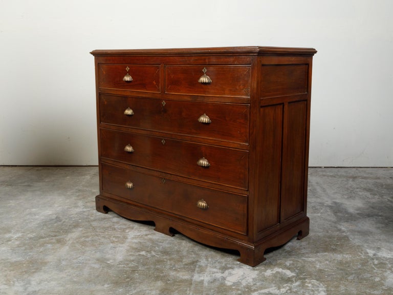 19th Century Anglo-Indian Commode with Five Drawers and Floral Inlay ...