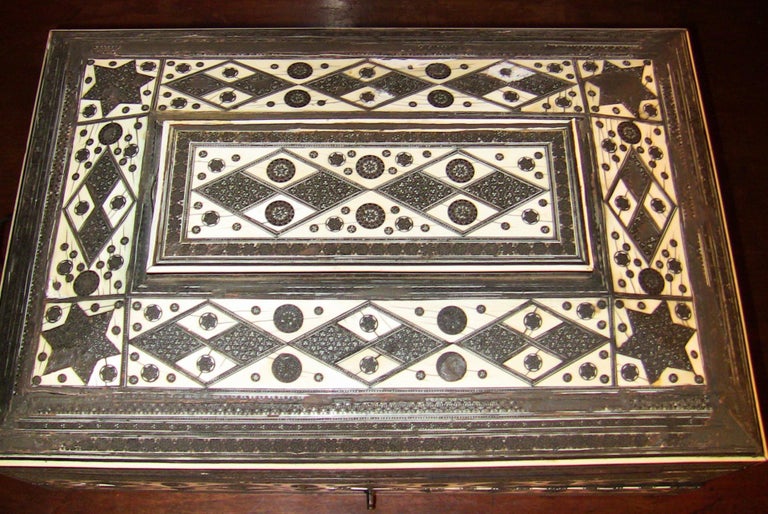 19th Century Anglo-Indian Large Sadeli Sewing Box with Hidden Writing ...
