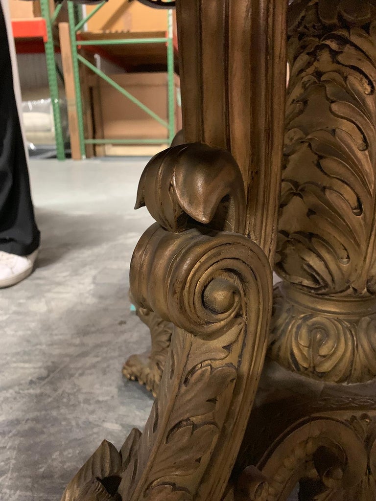 19th Century Anglo-Indian Parcel Gilt and Carved Tilt-Top Table, Lion ...