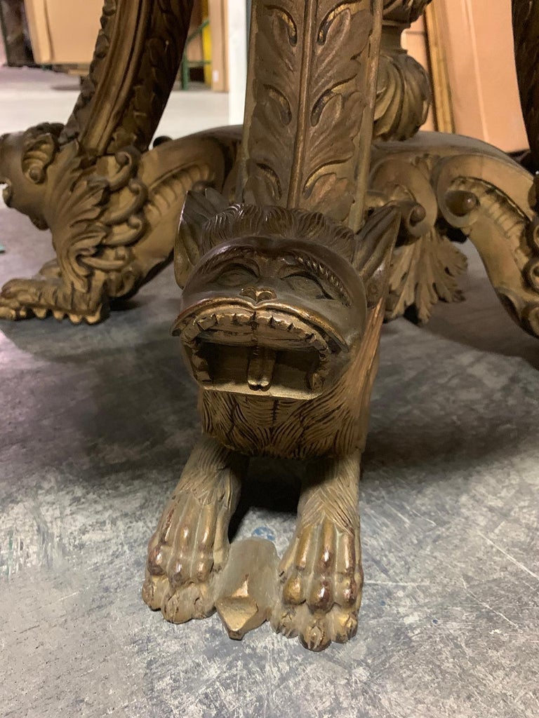 19th Century Anglo-Indian Parcel Gilt and Carved Tilt-Top Table, Lion ...