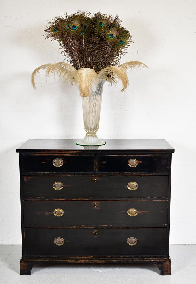 19th Century Antique Aesthetic Black Ebonized Mahogany and Oak Chest of ...