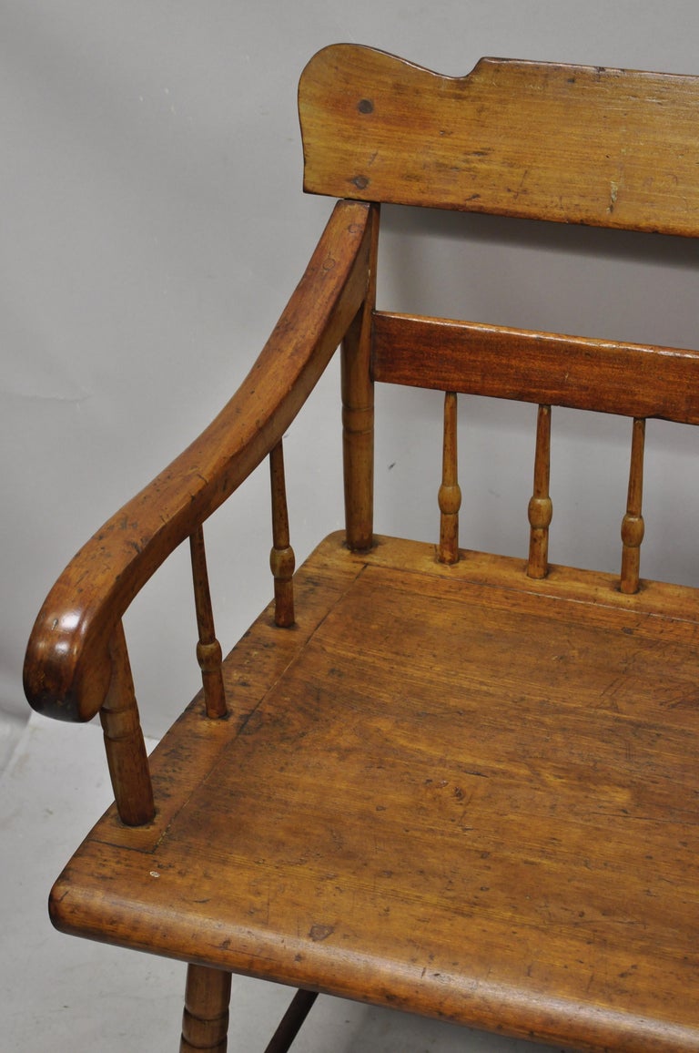 19th Century Antique American Colonial Spindle Back Hitchcock Bench at ...