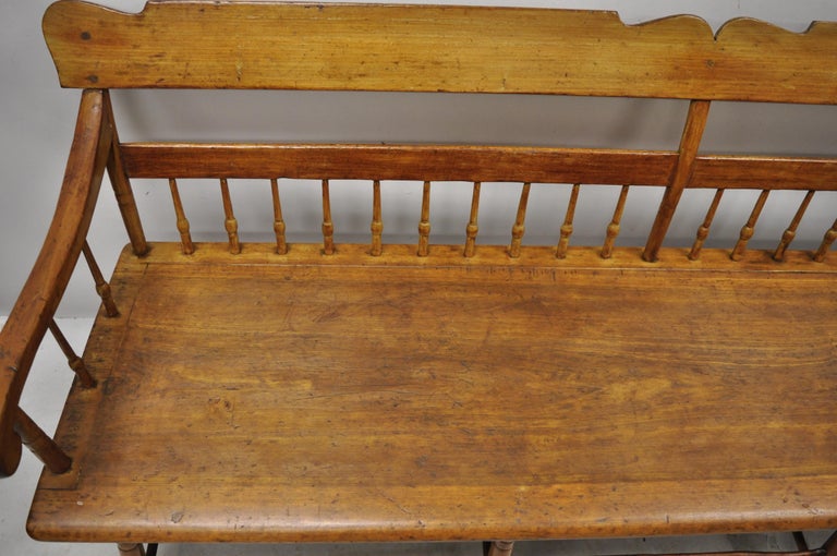 19th Century Antique American Colonial Spindle Back Hitchcock Bench at ...