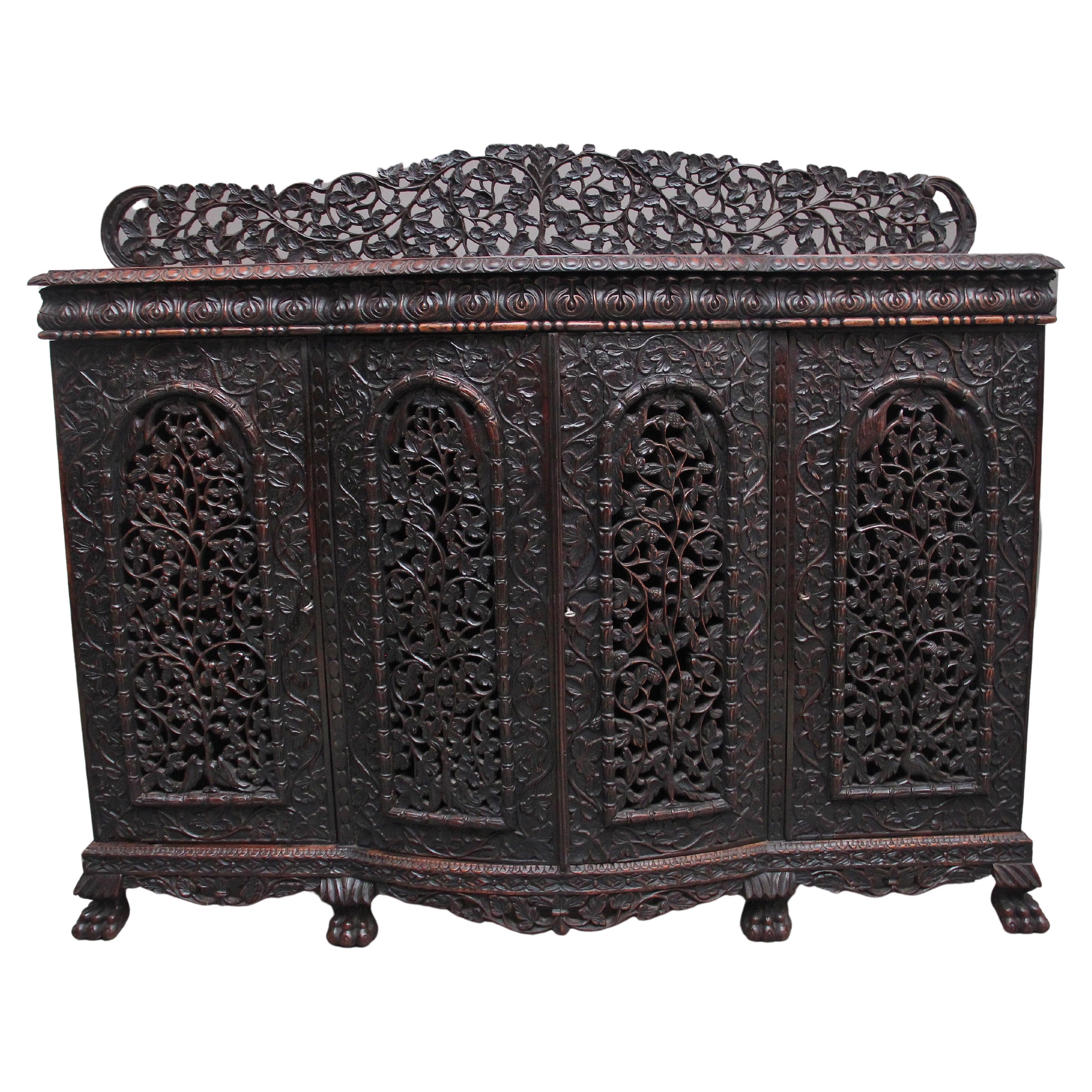 19th Century Antique Anglo-Indian Carved Cabinet at 1stDibs