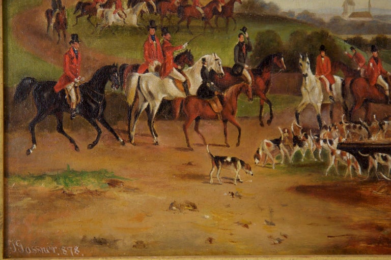 19th Century Antique British Hunt Scene Landscape Painting by T ...