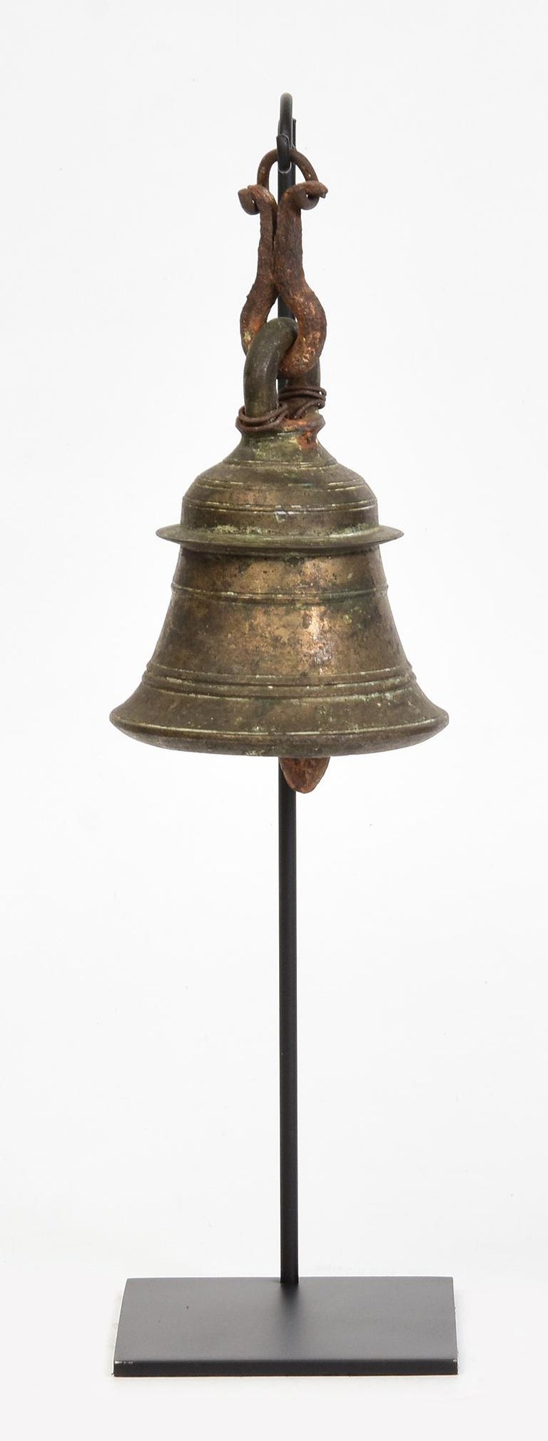 19th Century, Antique Burmese Bronze Bell with Stand For Sale at 1stDibs