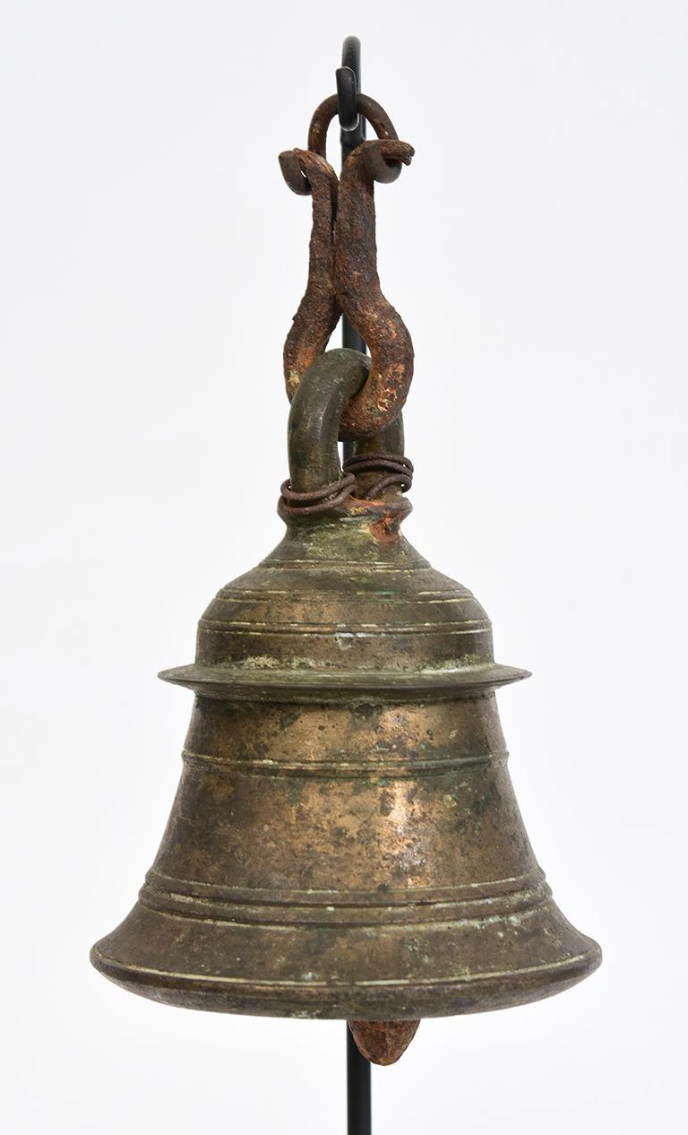 19th Century, Antique Burmese Bronze Bell with Stand For Sale at 1stDibs