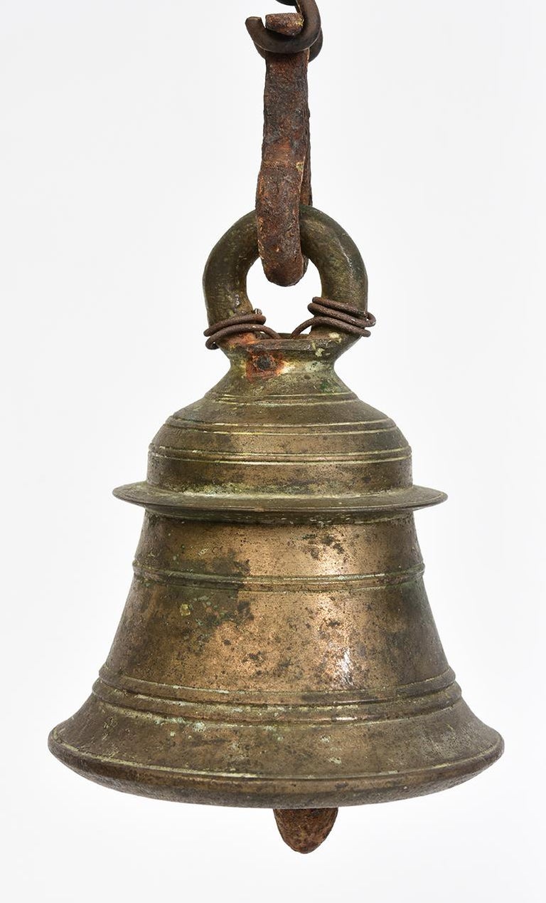 19th Century, Antique Burmese Bronze Bell with Stand For Sale at 1stDibs