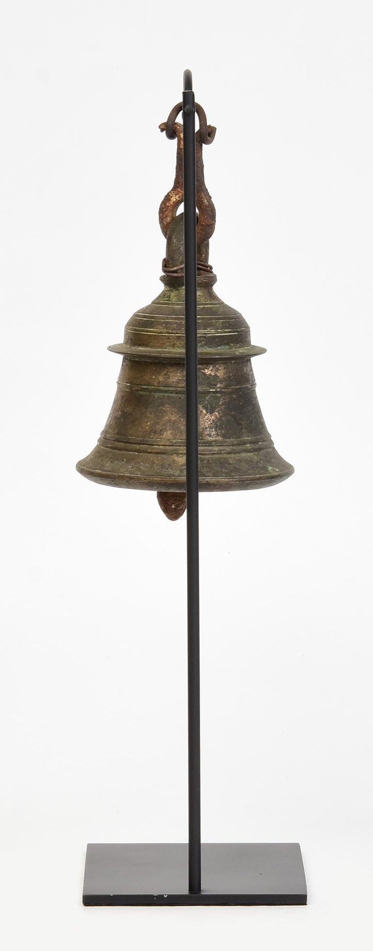 19th Century, Antique Burmese Bronze Bell with Stand For Sale at 1stDibs