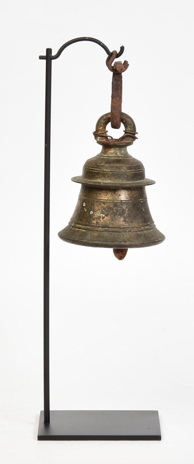 19th Century, Antique Burmese Bronze Bell with Stand For Sale at 1stDibs