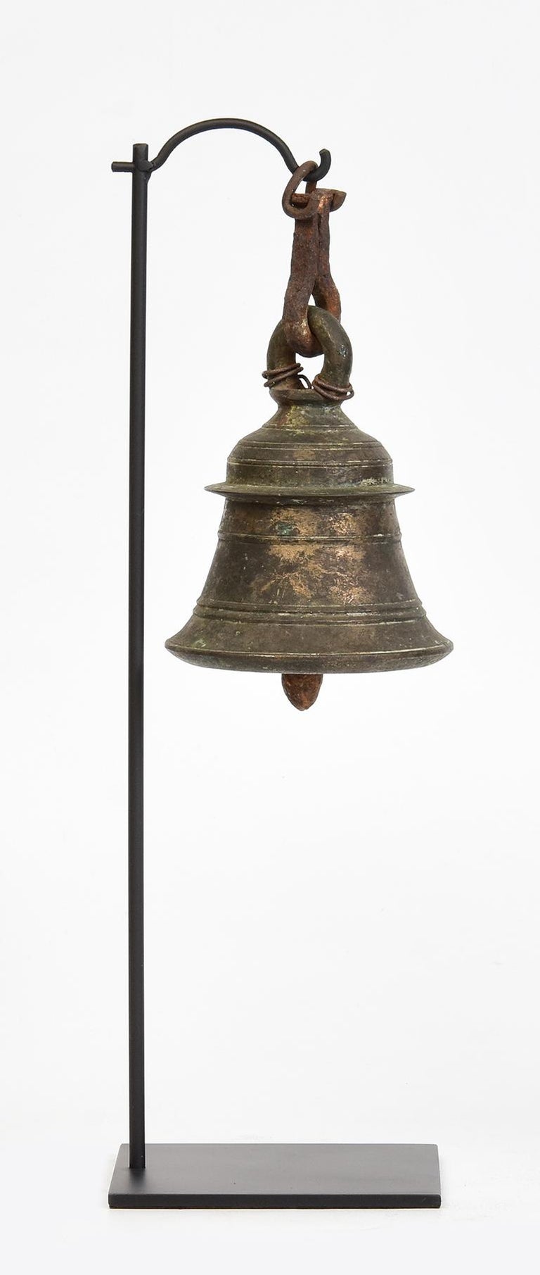 19th Century, Antique Burmese Bronze Bell with Stand For Sale at 1stDibs