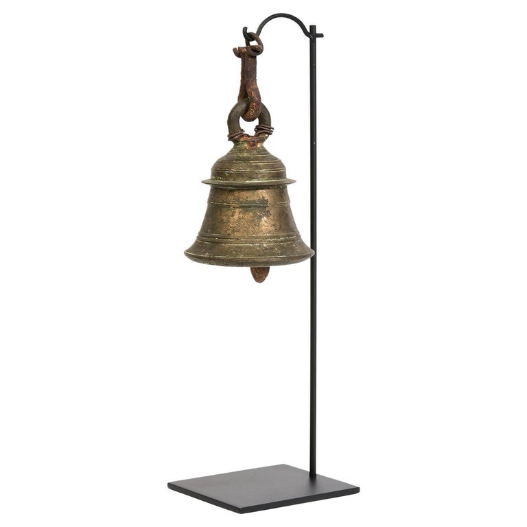 19th Century, Antique Burmese Bronze Bell with Stand For Sale at 1stDibs