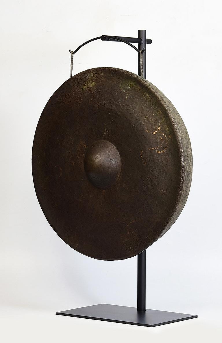 19th Century, Antique Burmese Bronze Gong with Stand For Sale at 1stDibs
