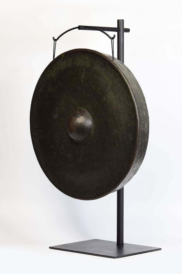 19th Century, Antique Burmese Bronze Gong with Stand For Sale at 1stDibs