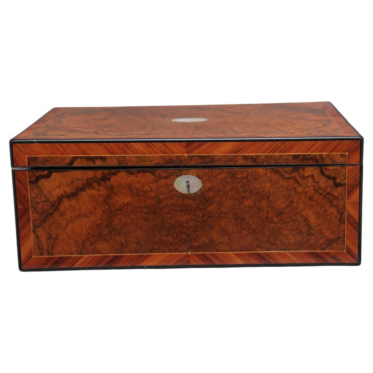 19th Century Antique Burr Walnut Writing Box For Sale at 1stDibs
