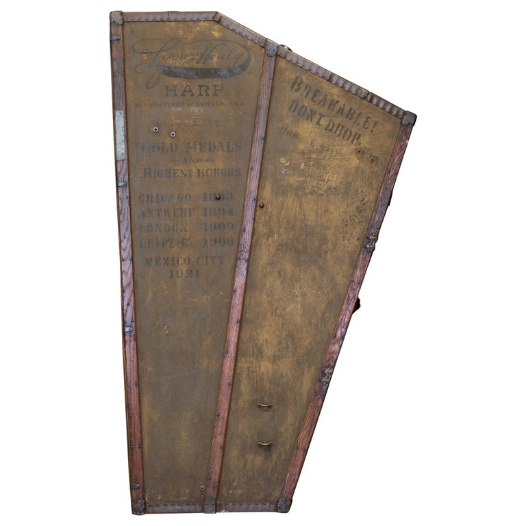 19th Century Antique Canvas and Wood Harp Case, circa 1890 For Sale at ...