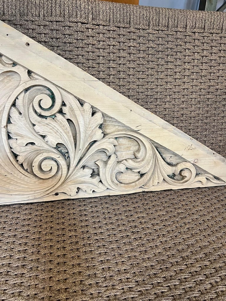 19th Century Antique Carved Wood House Overdoor Architectural Pediment ...